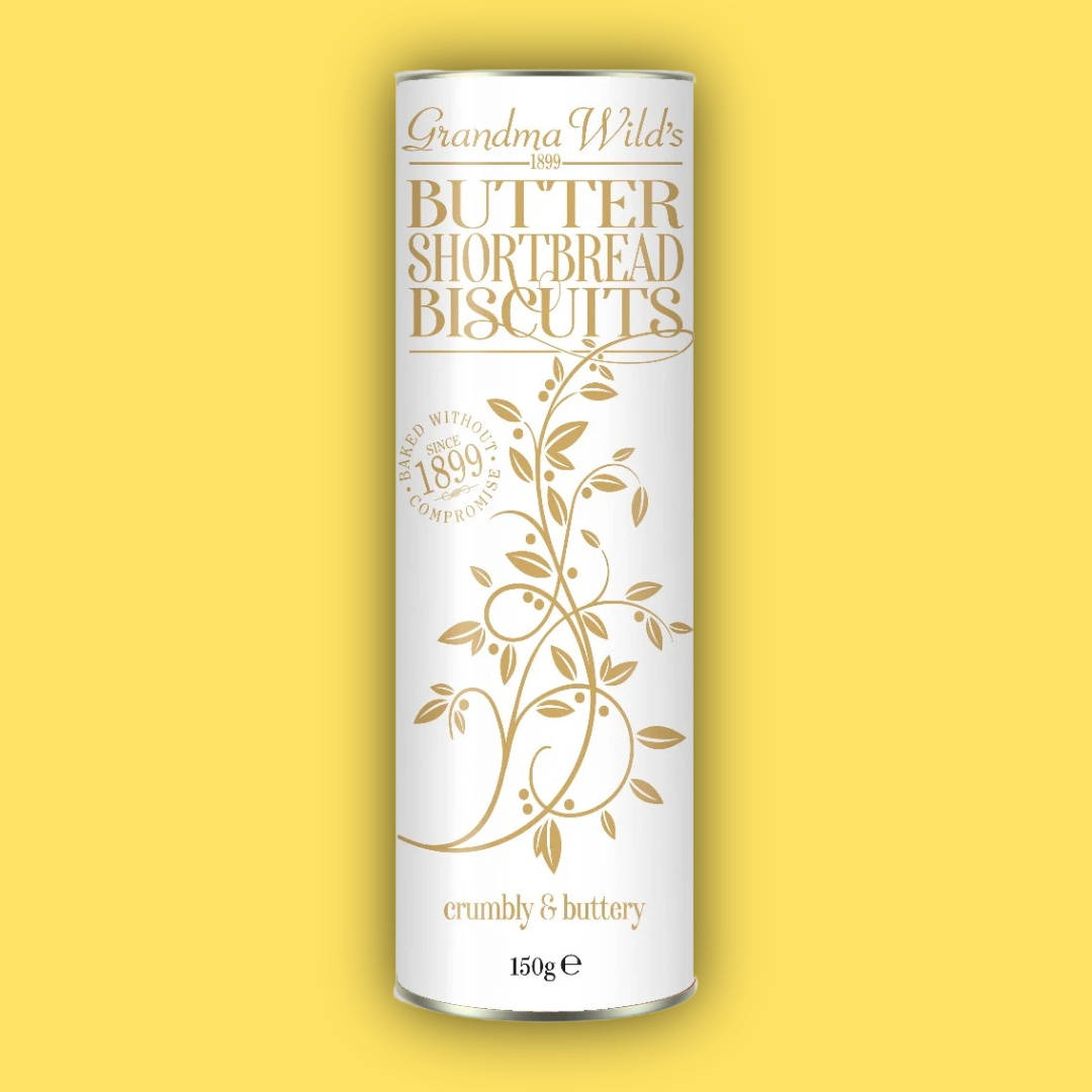 All Butter Shortbread Biscuits White & Gold Tube 150g | HF/ Bonbons ...