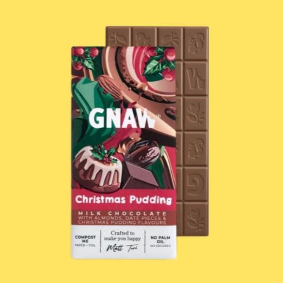 Gnaw Milk Christmas Pudding Chocolate Bar 80g | Mr Simms Sweet Shop