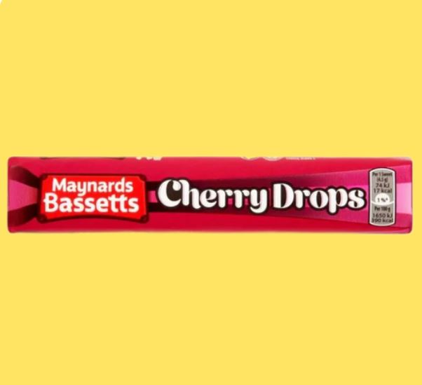 Maynards Bassetts Cherry Drops Sweets Roll 45g | Mr Simms Sweet Shop